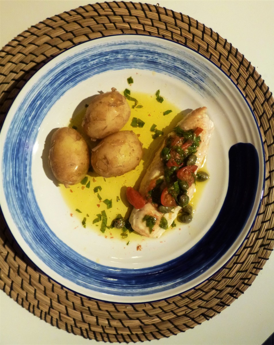 Pan Fried Gurnard Fillets with Olive Oil, Caper, Tomato and Basil Sauce ...