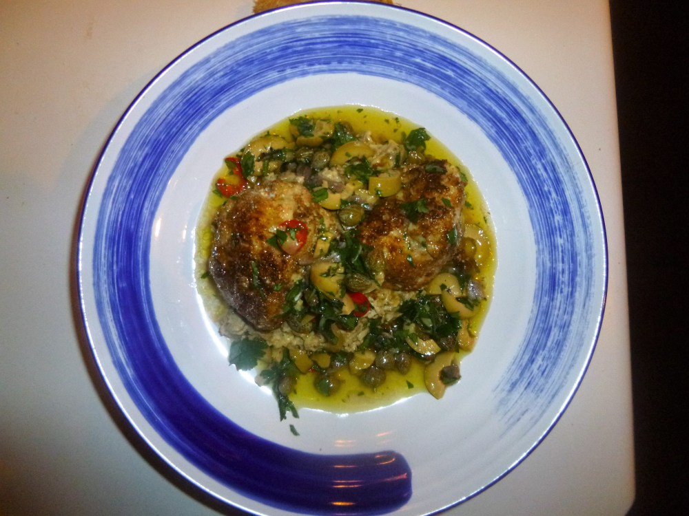 Spiced Roast Monkfish on a Smokey Aubergine Puree with an Olive and ...
