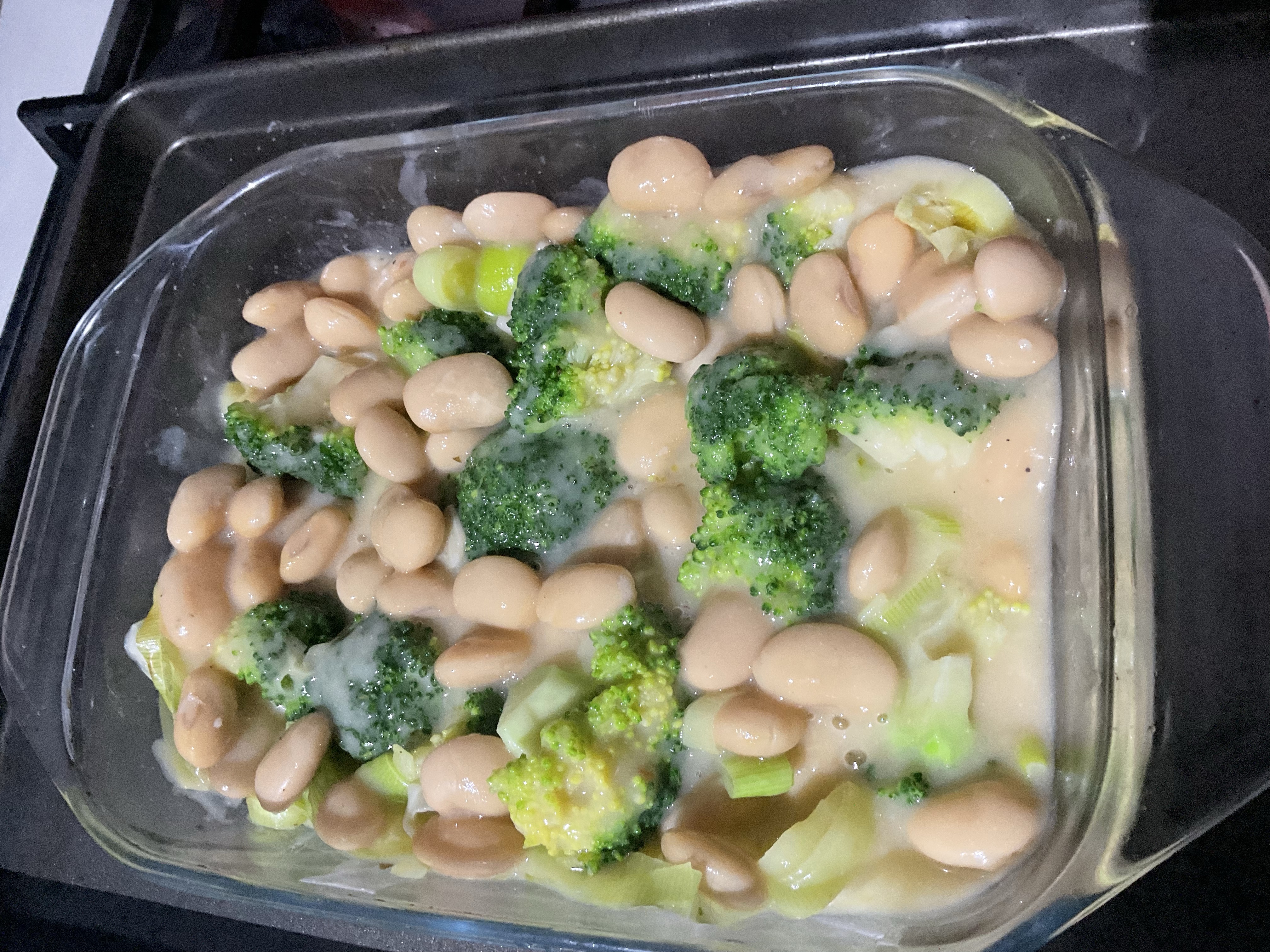 Broccoli and Butter Bean Bake with a Black Pudding Crumb