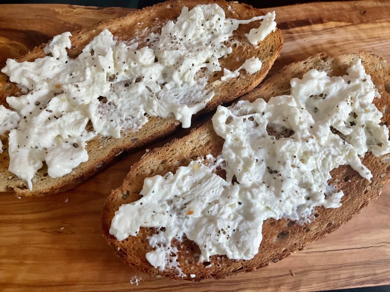 Smoked Salmon and Burrata on Toast with Capers