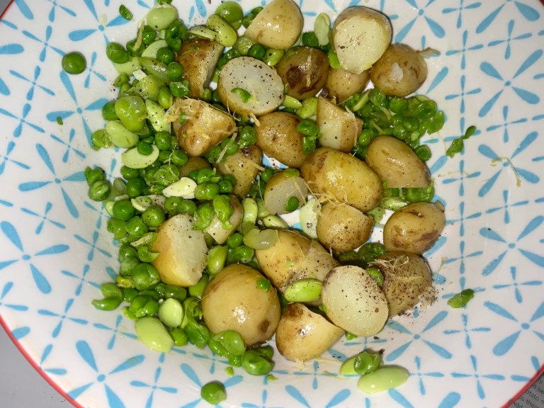 Feta, Spring Beans and Jersey Royal Salad