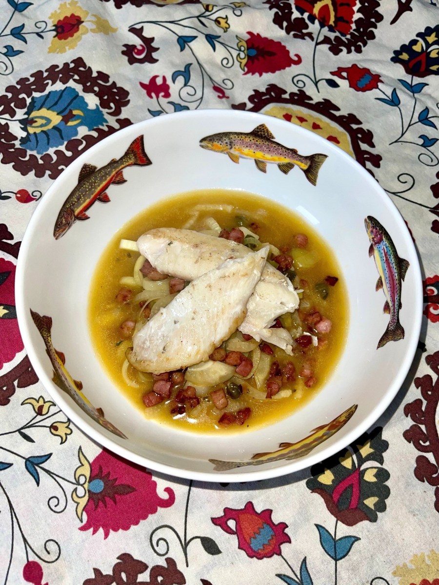Pan Fried John Dory on a Fennel, Leek and Pancetta Broth