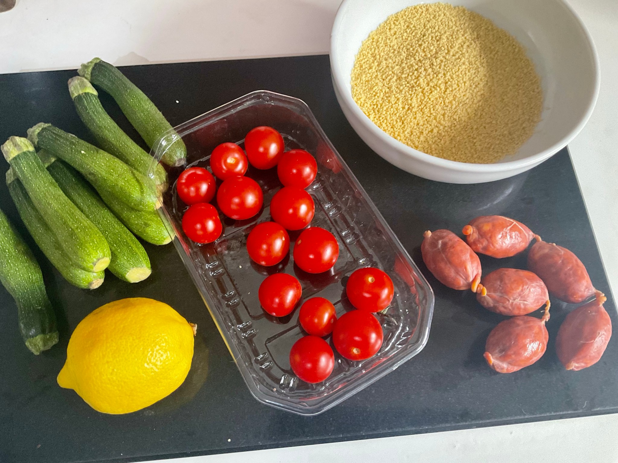 Roasted Summer Vegetable and Chorizo Couscous with Cumin and Honey