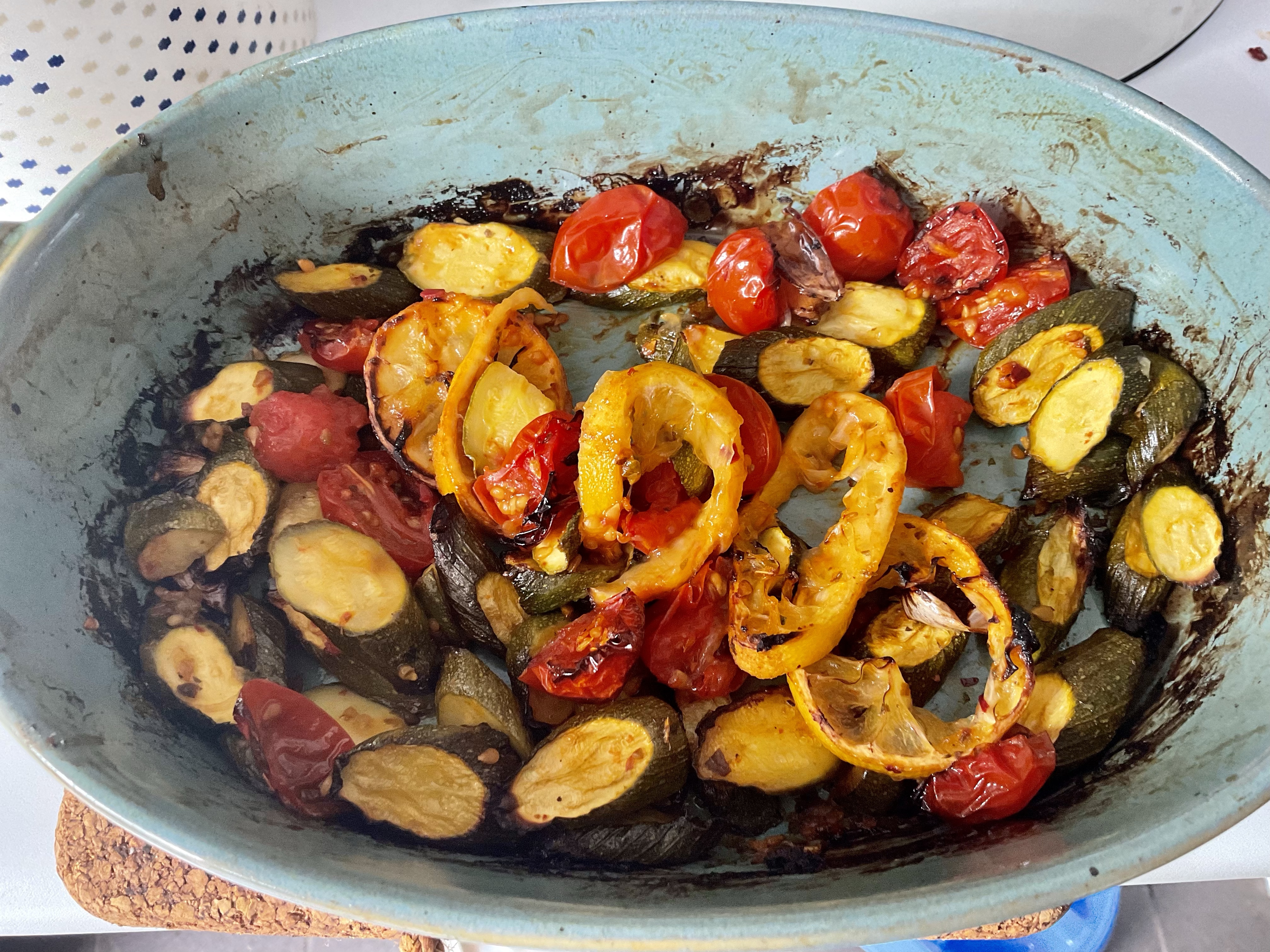 Roasted Summer Vegetable and Chorizo Couscous with Cumin and Honey